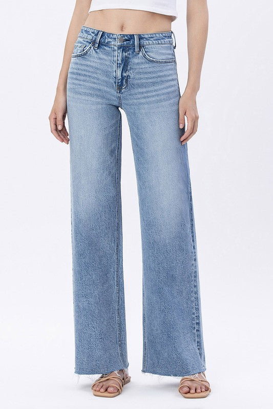 Flying Monkey High Rise Raw Hem Wide Leg Jean – RONNINGS